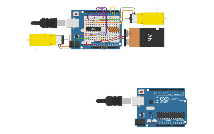 Circuit design Control vehiculo bluetooth - Tinkercad