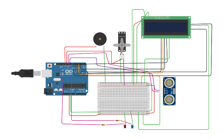 Circuit design RADAR SYSTEM - Tinkercad
