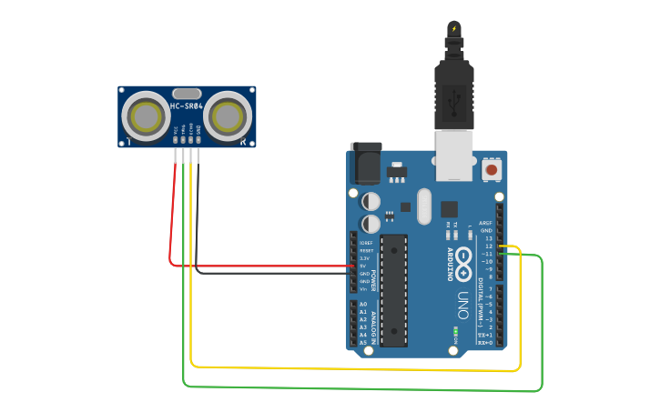 Circuit design ultra sonic sensor vu21csen0500177 - Tinkercad