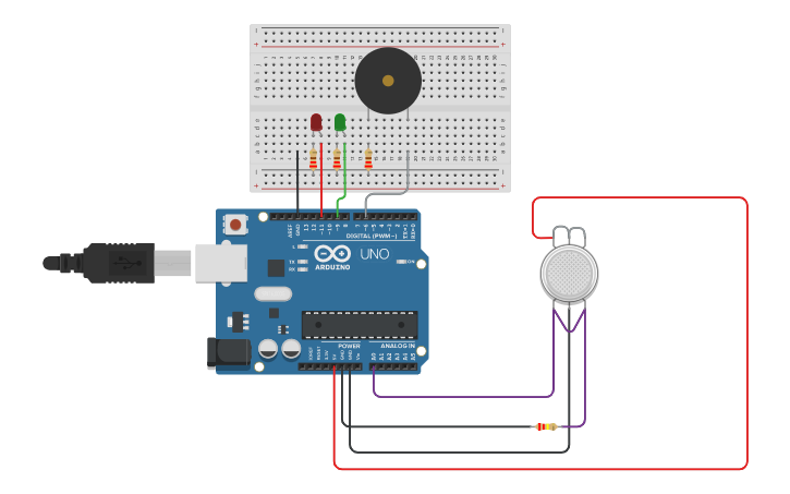 Circuit design SMOKE DETECTION - Tinkercad