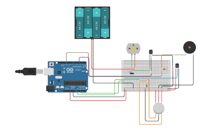 Circuit design Water Sprinkler System - Tinkercad