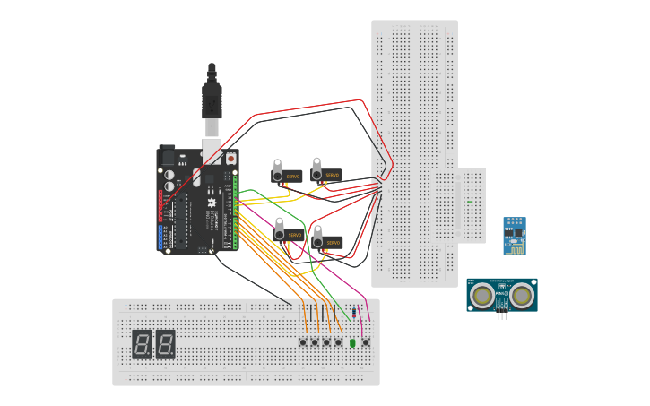 Circuit design 4-item vending machine - Tinkercad