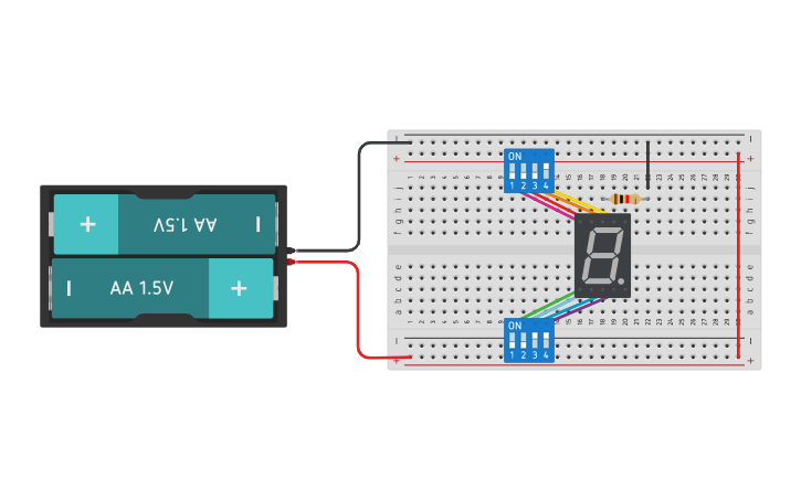 Circuit design Visor de sete segmentos - Tinkercad