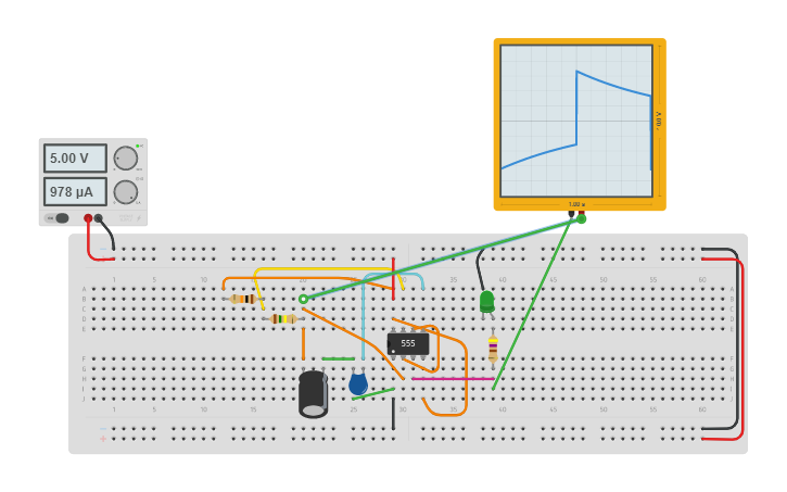 Circuit design ci555 temporizador led | Tinkercad