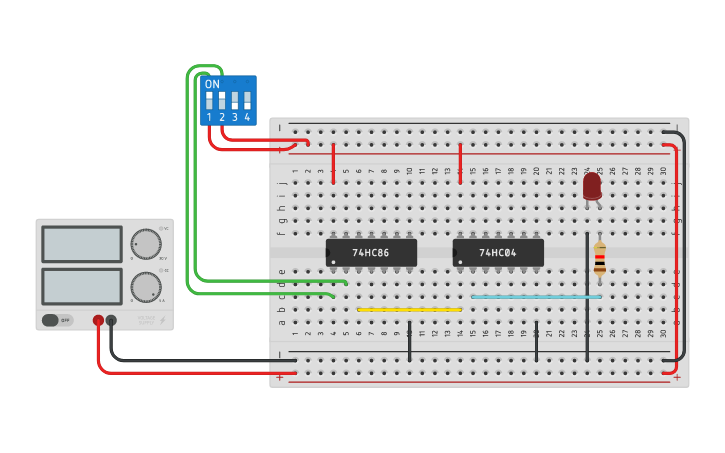 Circuit design XNOR GATE - Tinkercad