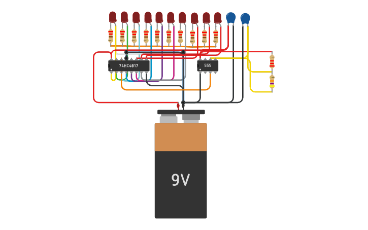Circuit design Electronic Lab Chaser 4 Period | Tinkercad
