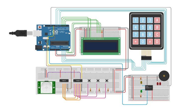 Circuit design Alarma de Intrusion con Arduino | Tinkercad