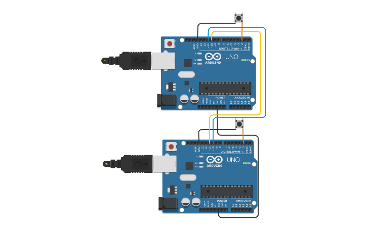 Circuit design Trasmissione seriale biderizionale tra due Arduino 28.10.22 - Tinkercad