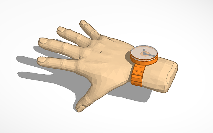 3D design hand with a watch - Tinkercad