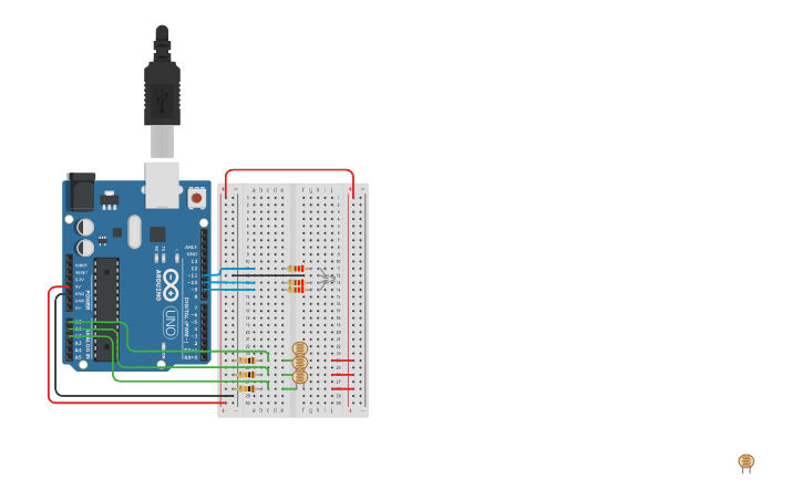 Circuit design Arduino y RGB | Tinkercad