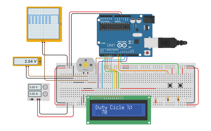 Circuit design PWM com Teclado e Display | Tinkercad