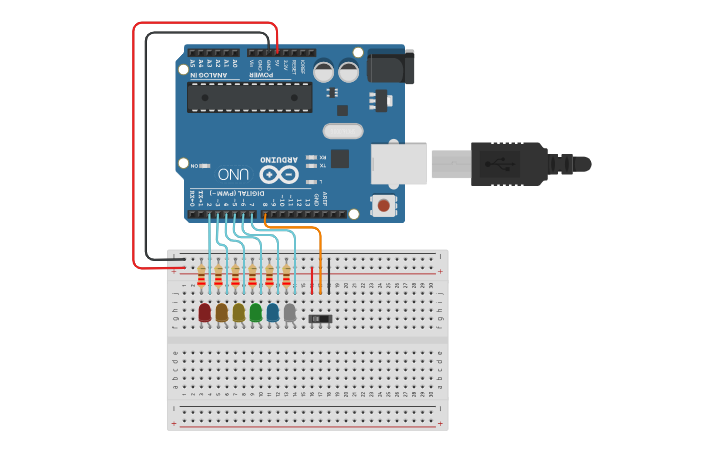 Circuit design Zi, Ryan, Joseph, Scrambled Timing Light - Tinkercad