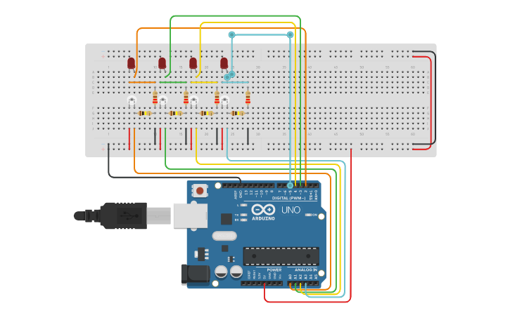 Circuit design Solar Tracker photo transistor - Tinkercad
