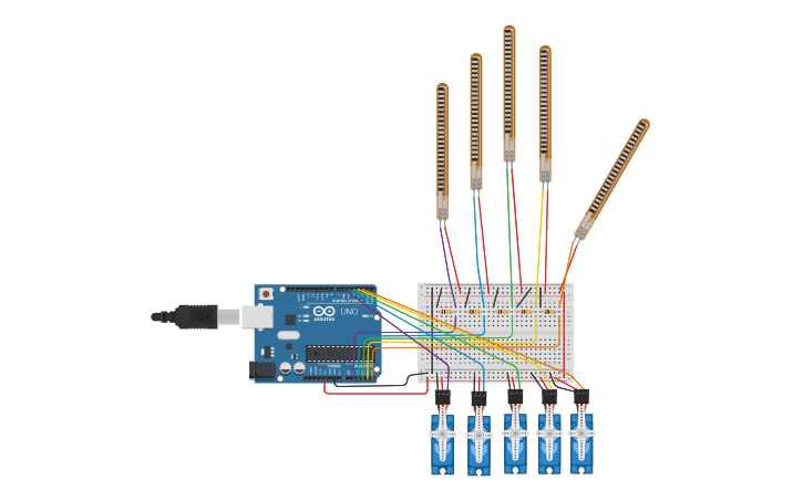 Circuit design Copy of Mano robotica - Tinkercad