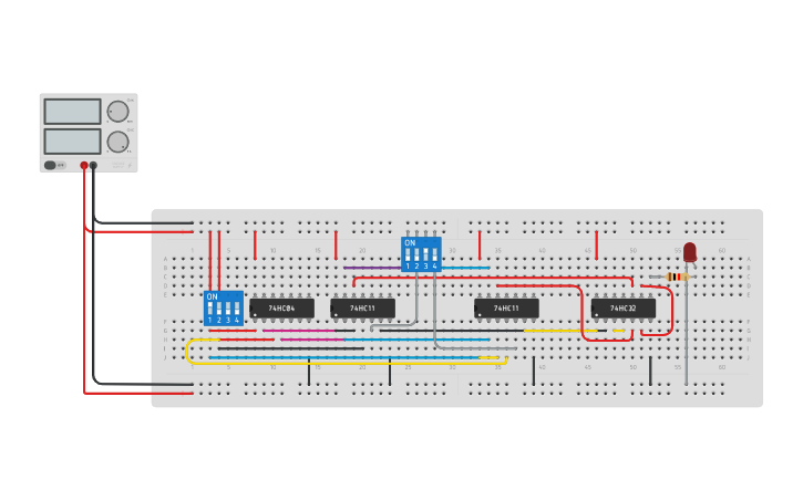 Circuit design 4x1 MUX - Tinkercad