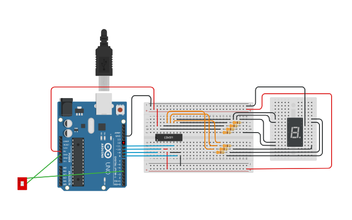 Circuit design 4511 - Display C.C. - Arduino | Tinkercad