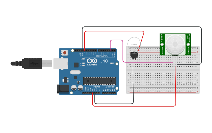 Circuit design sensor de movimiento de luz | Tinkercad