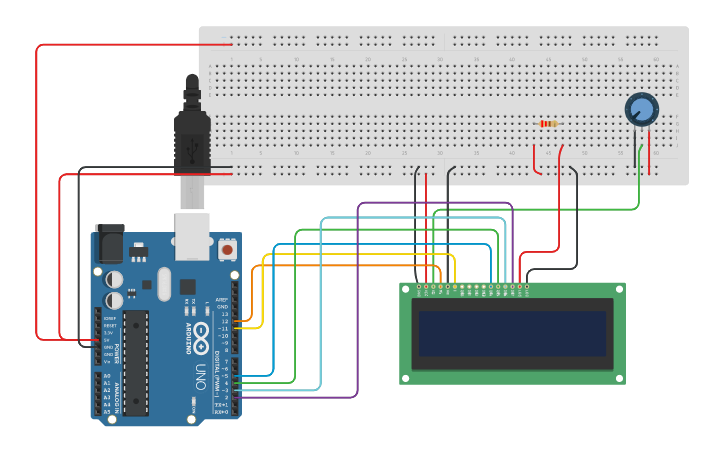 Circuit design LCD Display - Tinkercad