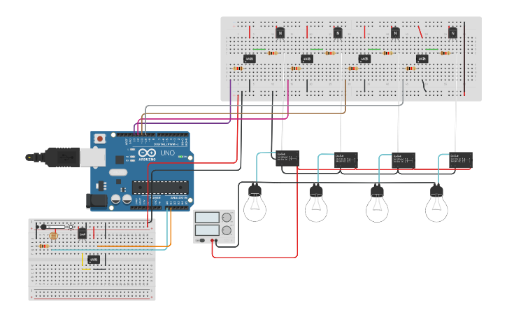 Circuit design Sensores - Tinkercad