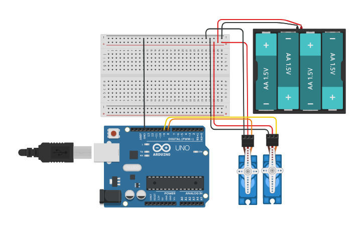 Circuit design Servo Motor Exercise 2 - Tinkercad
