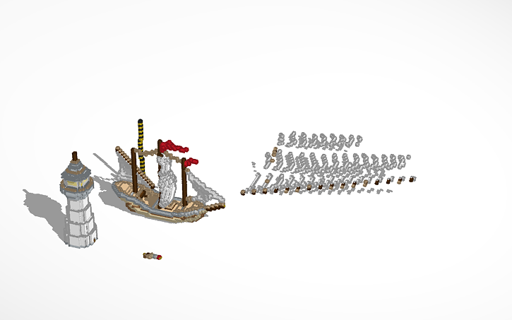 3D design minecraft ship / lighthouse - Tinkercad