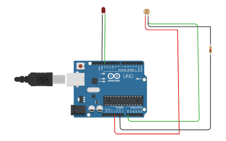 Circuit design LED Simulation with LDR - Tinkercad