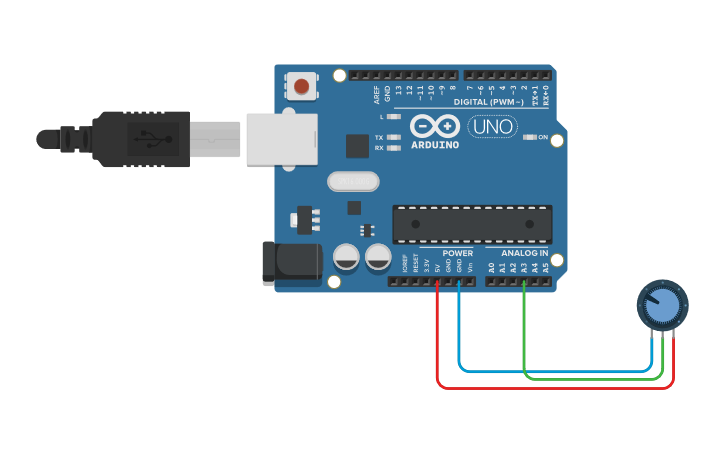 Circuit design Aufgabe 1 Arduino analog/digital Fehlersuche | Tinkercad
