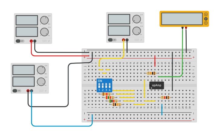 Circuit design conversor D.A - Tinkercad