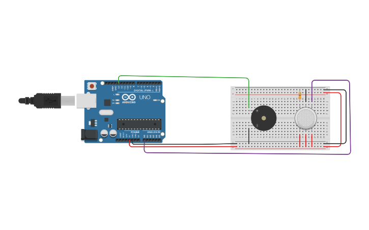 Circuit design MODELAMIENTO 02: SENSOR DE GAS MQ-2 - Tinkercad