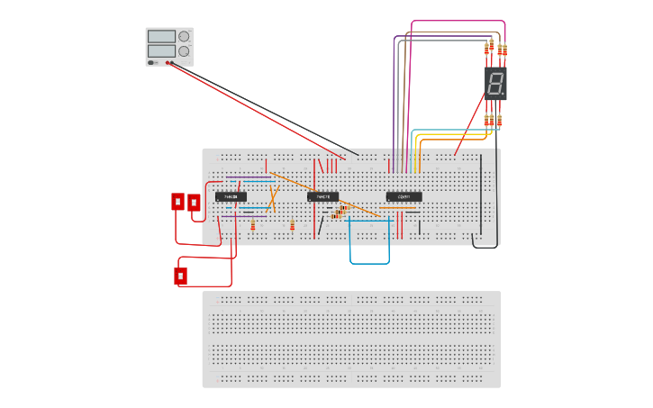 Circuit design 7 Segment Display With Decoder - Tinkercad