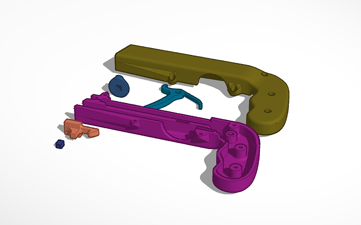 3D design bottle cap gun - Tinkercad