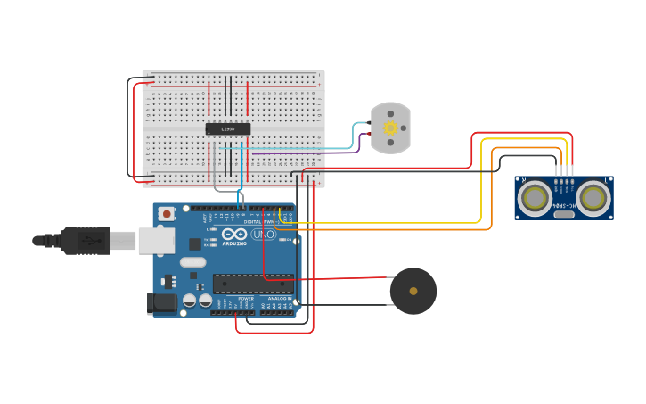 Circuit design water level controlling system - Tinkercad
