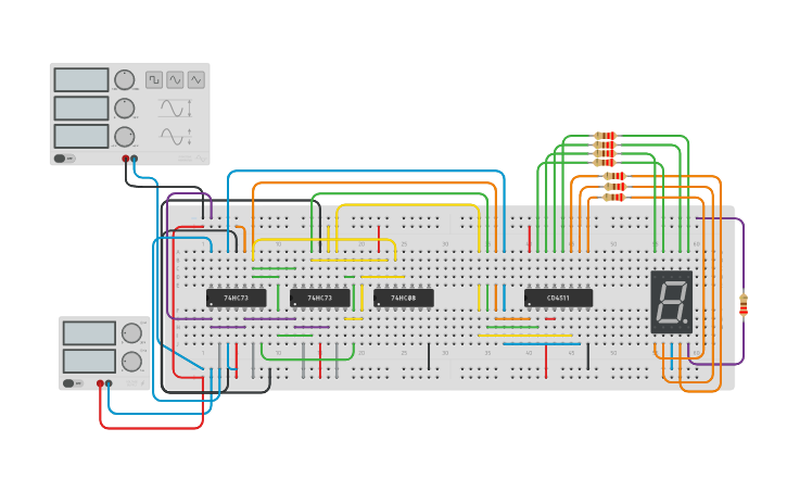Circuit design Copy of 7-segment with clock - Tinkercad