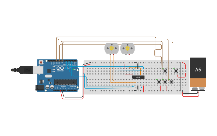 Circuit design Atividade dos motores DC | Tinkercad