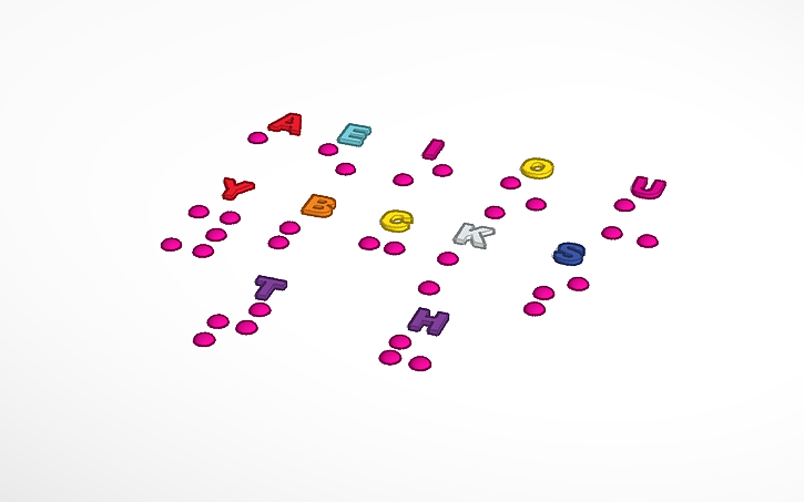 3D design Braille Letters | Tinkercad