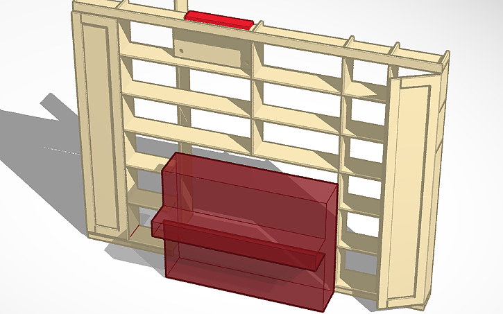 3D design Bookcase around piano | Tinkercad