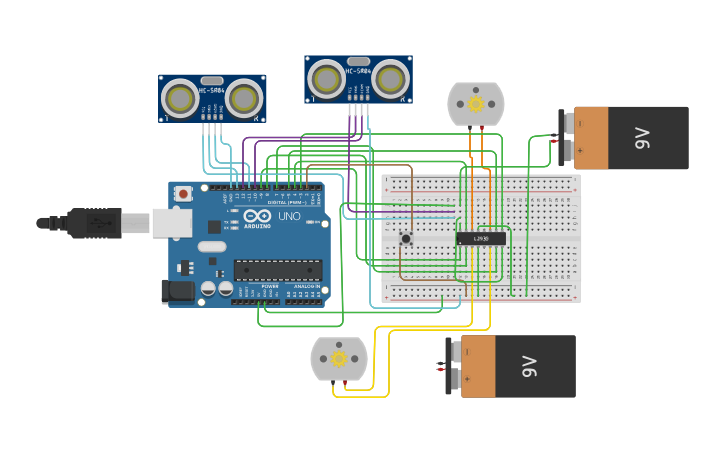 Circuit Design Integrate Ultrasonic Sensors And Motors With Arduino