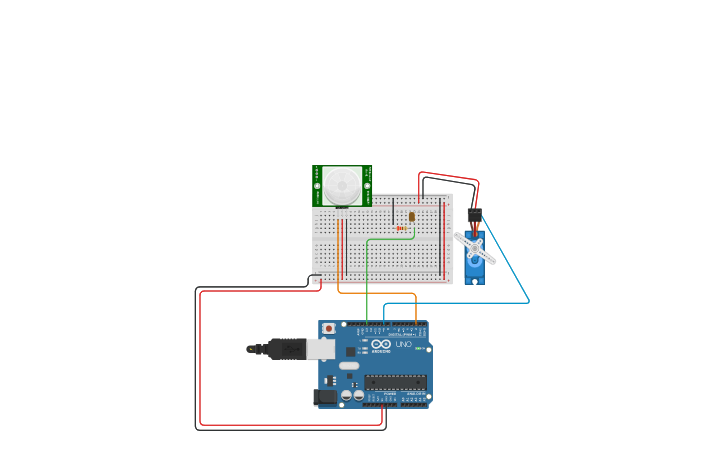 Circuit design servo motor sensor system - Tinkercad