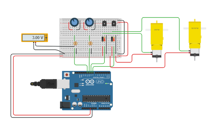 Circuit design Trabalho 3 carrinho - Tinkercad