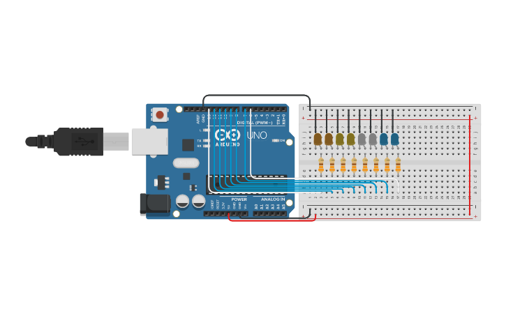 Circuit design Binary Counter - Tinkercad Circuit design Binary Counter - Tinkercad