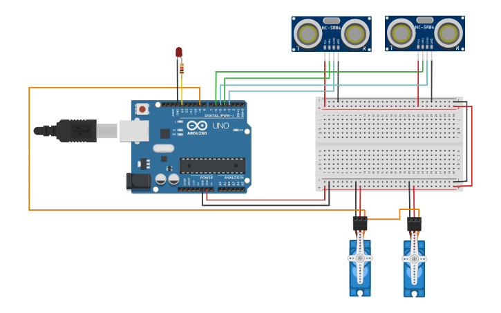 Circuit design Automatic Flood Management System - Tinkercad