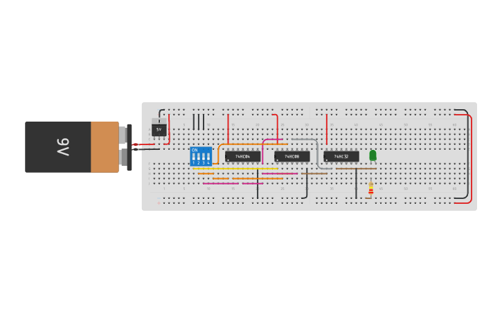 Circuit design Circuito con puertas logicas - Tinkercad