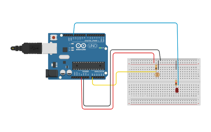 Circuit design sensor de luz y arduino - Tinkercad