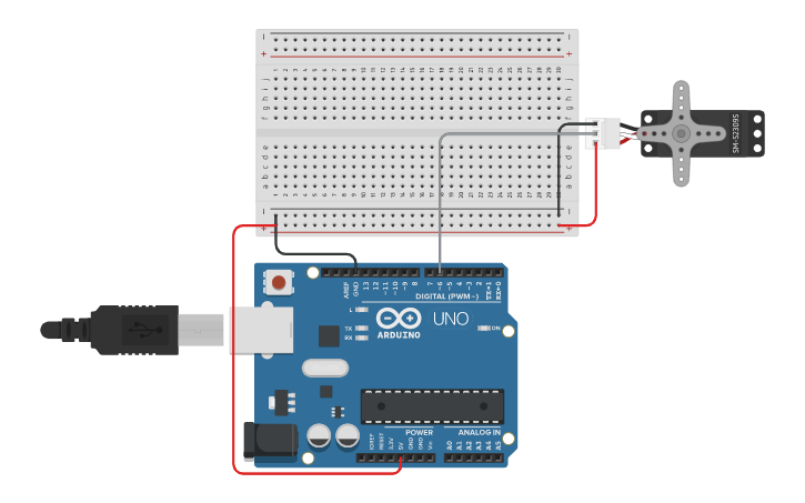 Circuit design servo motor | Tinkercad