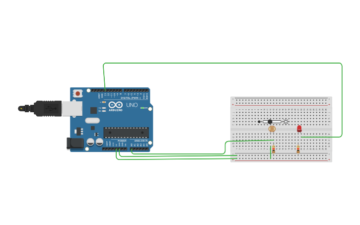 Circuit design photo resistor | Tinkercad