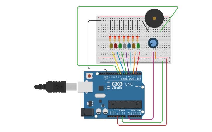 Circuit design Led con potenciometro - Tinkercad Circuit design Led con potenciometro - Tinkercad