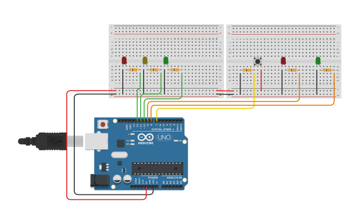 Circuit design Ampelsteuerung - Tinkercad