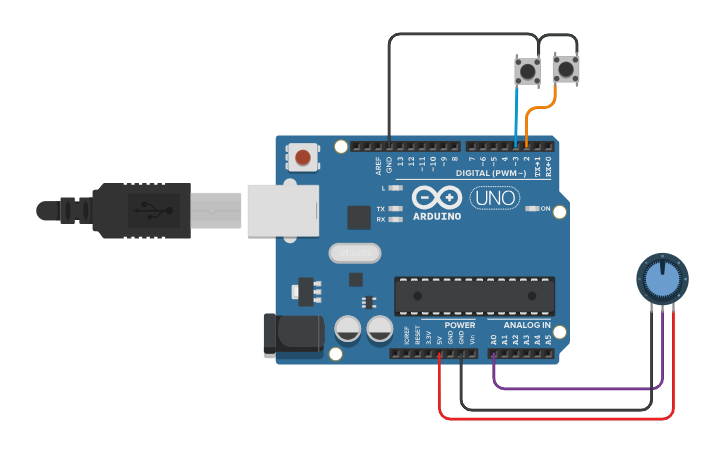 Circuit design Comando “break” e estrutura “while” ou “do-while” - Tinkercad
