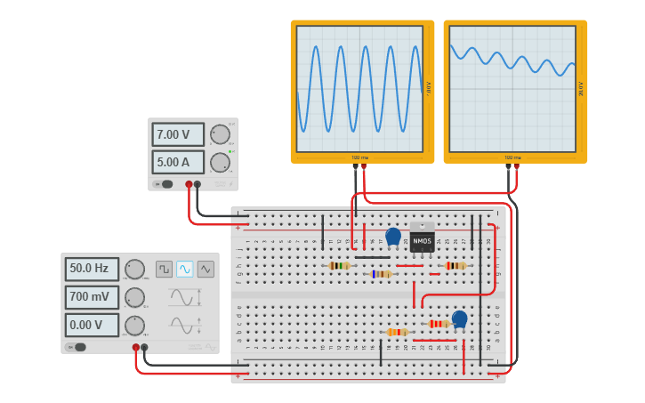 Circuit design Rangkaian Amplifier - Tinkercad