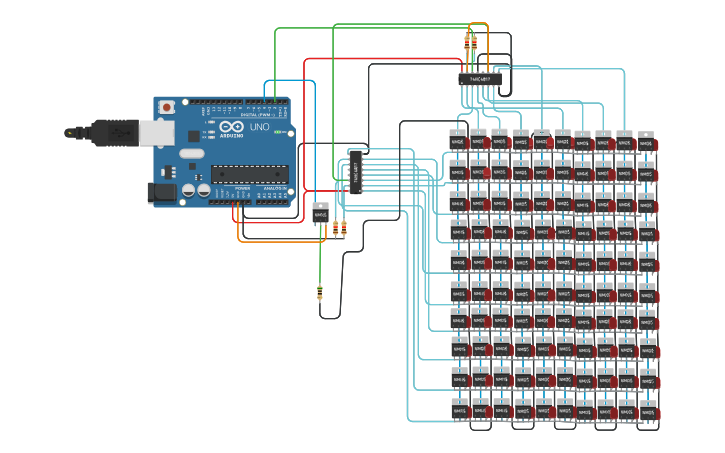Circuit design GRID I2C LED SCREEN - Tinkercad